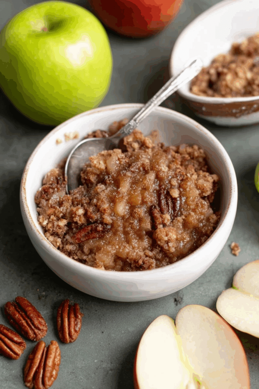 Apple Crumble with Brown Butter Pecan Topping - Mucha Munch