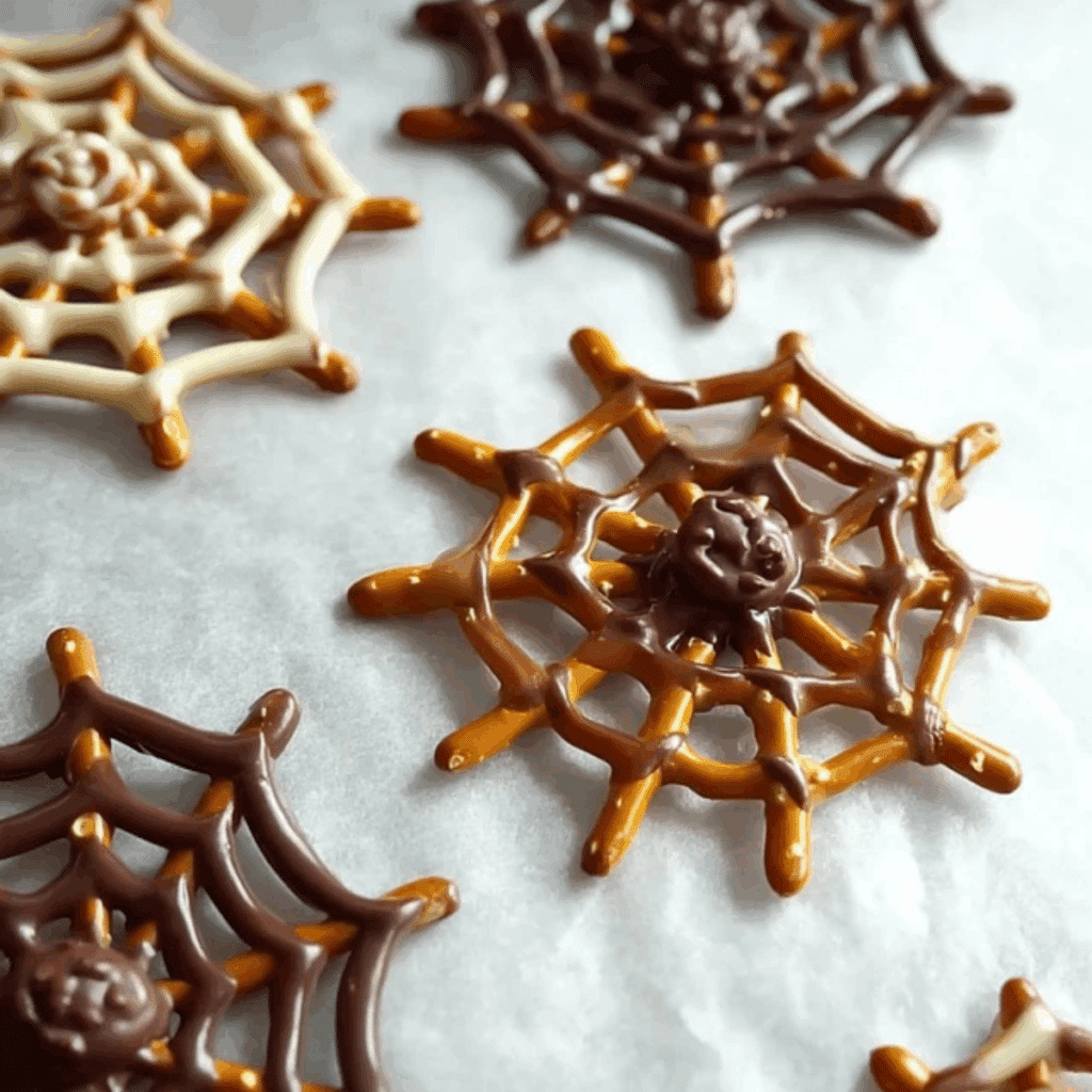 Halloween Chocolate Pretzel Spider Webs: A Sweet and Spooky Treat ...