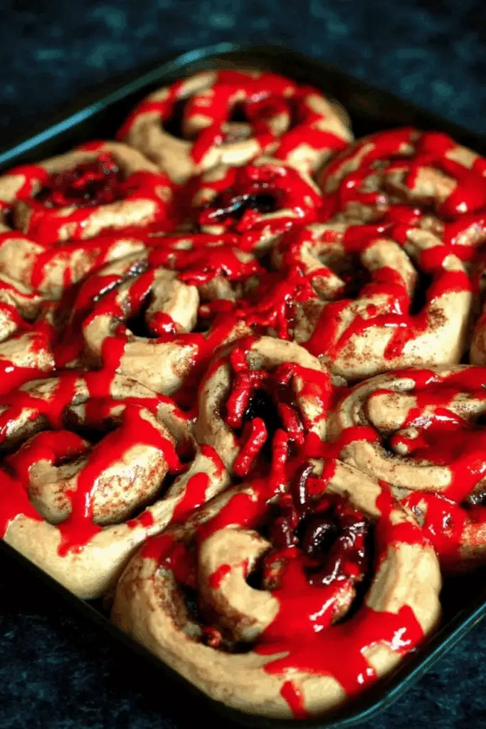 Bloody Guts Cinnamon Rolls – Easy Halloween Treat - Mucha Munch