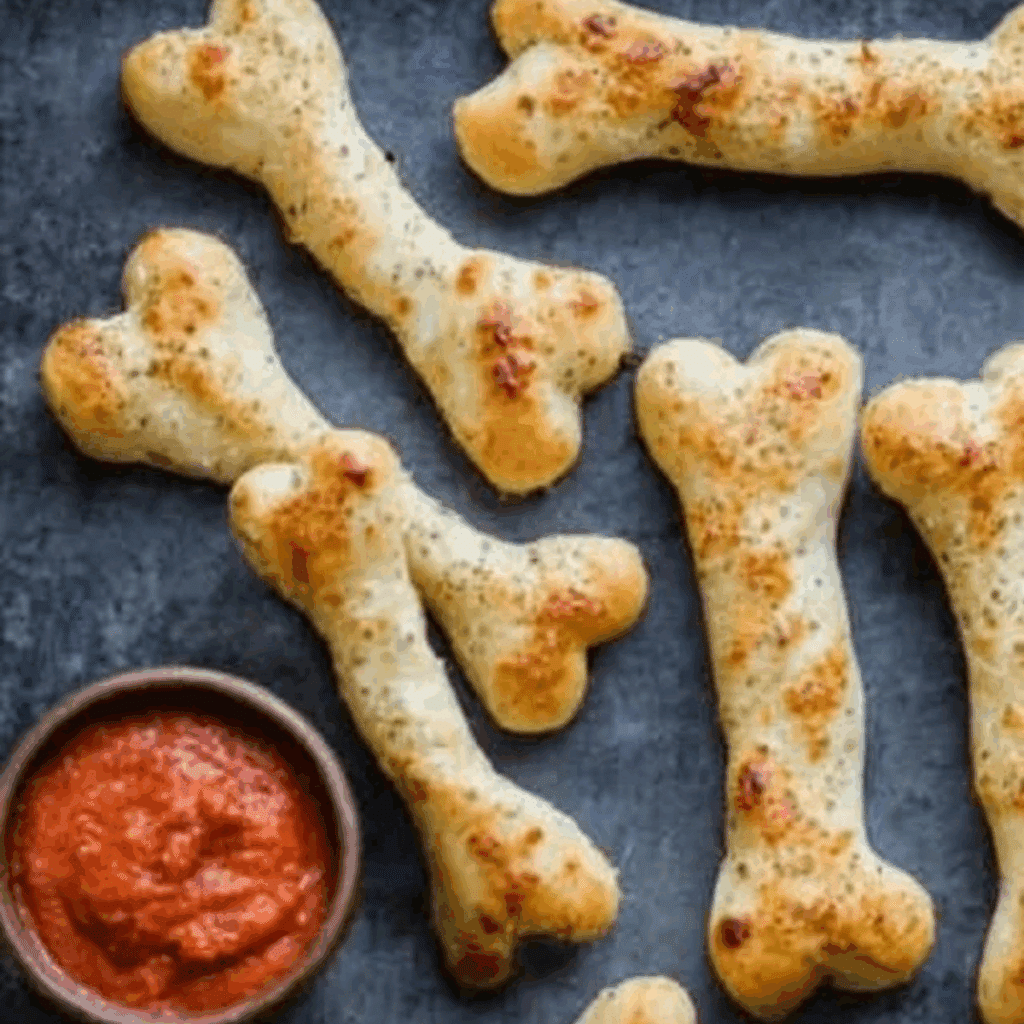 Cheesy Halloween Breadstick Bones - Mucha Munch