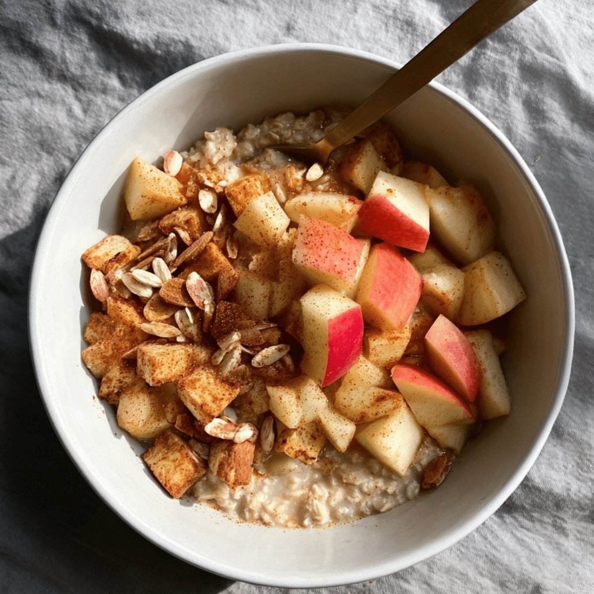 Cinnamon Apple Oatmeal Bowl – Easy Plant-Based Breakfast - Mucha Munch
