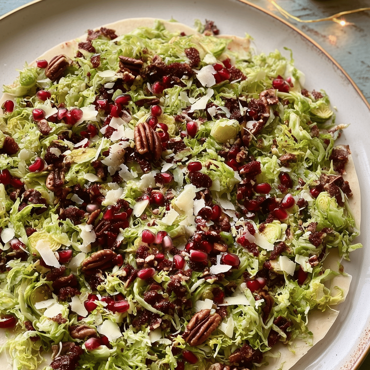 Best Shaved Brussels Sprout Salad with Pomegranate and Candied Pecans ...