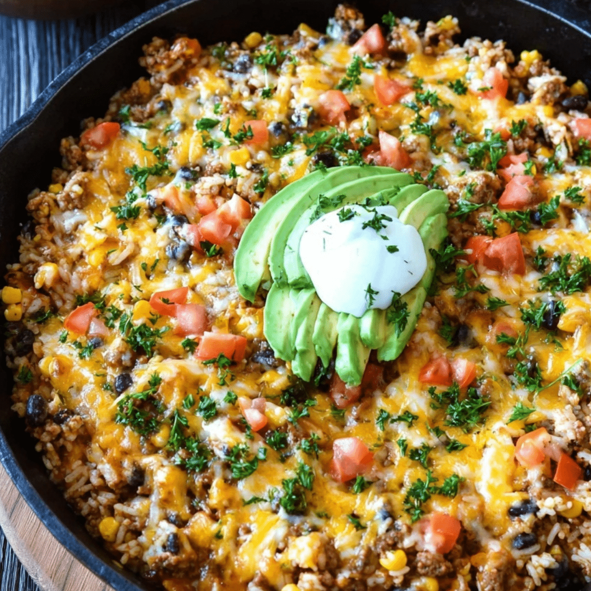 Cheesy Taco Rice Skillet – Easy & Delicious - Mucha Munch