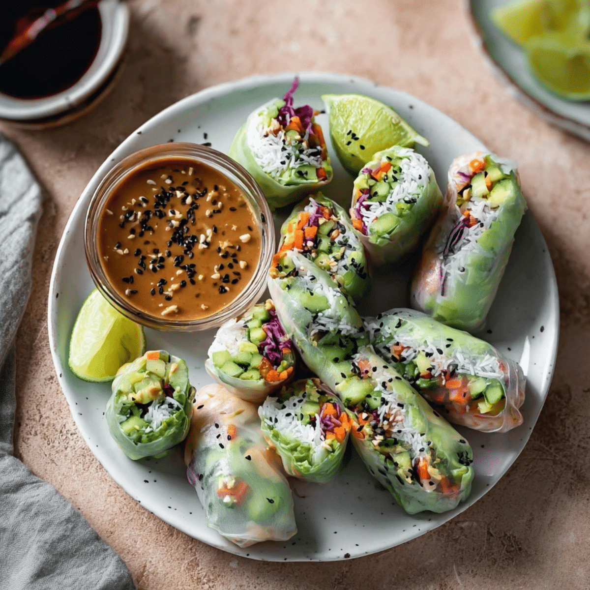 Vegan Rice Paper Rolls with Spicy Peanut Sauce - Easy & Delicious ...